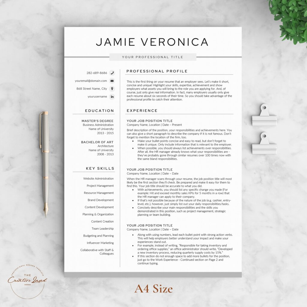 Resume/CV - The Jamie – MasterBundles