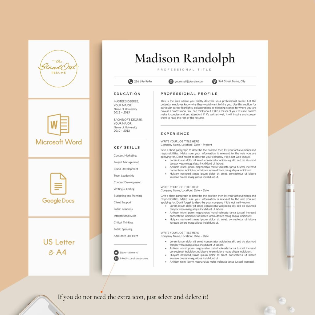 Resume/CV Template - MADISON – MasterBundles