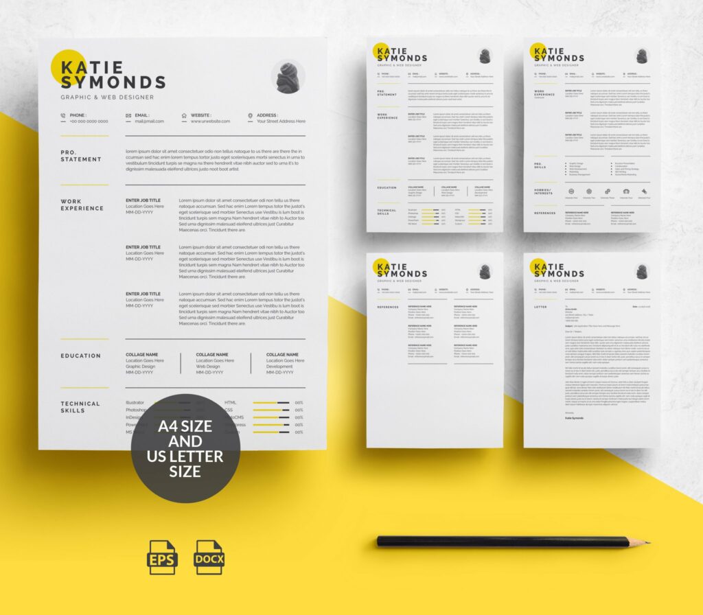 4 Pages Clean Resume Template/CV – MasterBundles