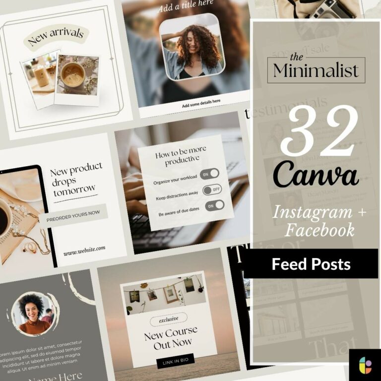 Minimal Instagram Feed Posts Canva Template - MasterBundles
