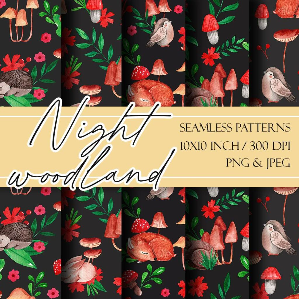Night Woodland Digital Papers - MasterBundles