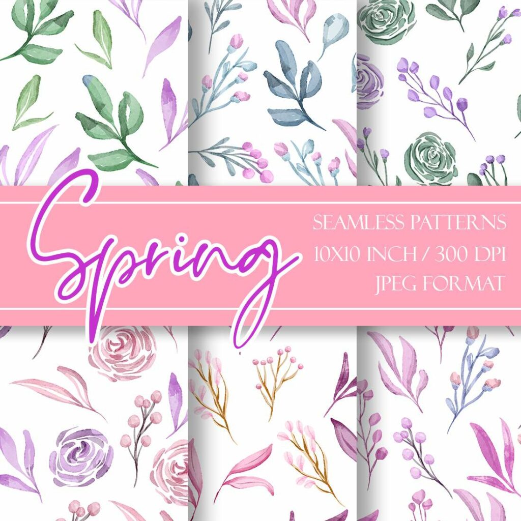 SPRING Watercolor Floral Digital Papers - MasterBundles