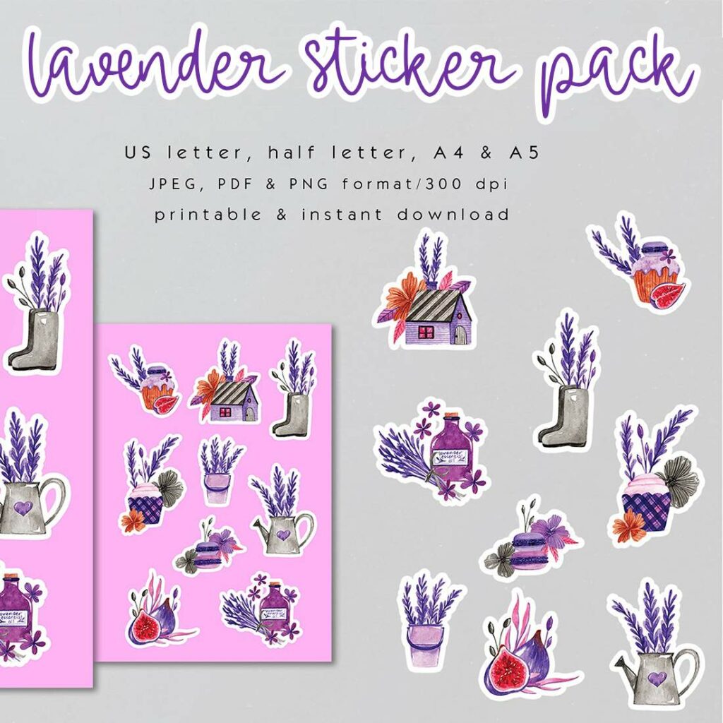 Lavender Aesthetic Sticker Printable - MasterBundles