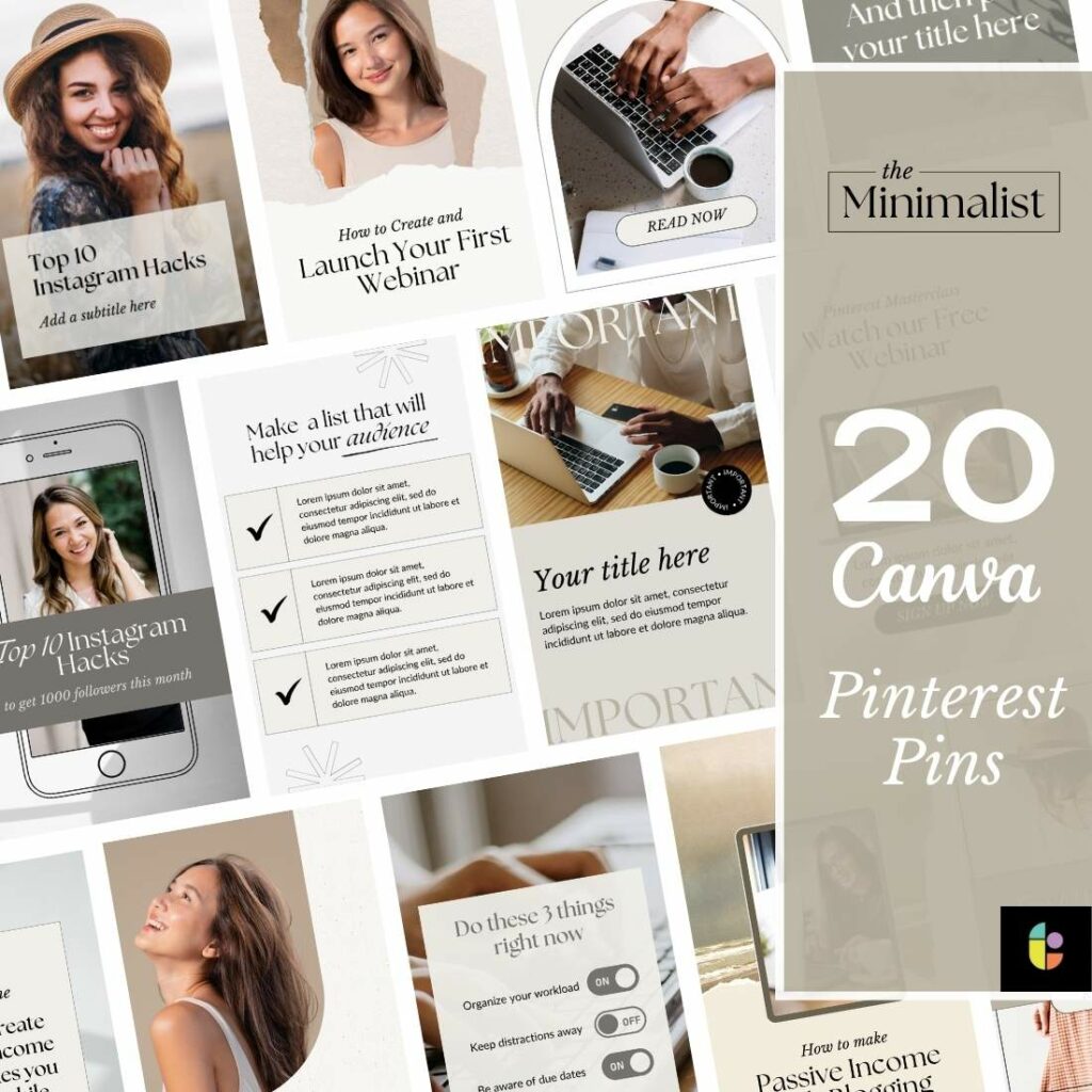Minimal Pinterest Pins Canva Template - MasterBundles