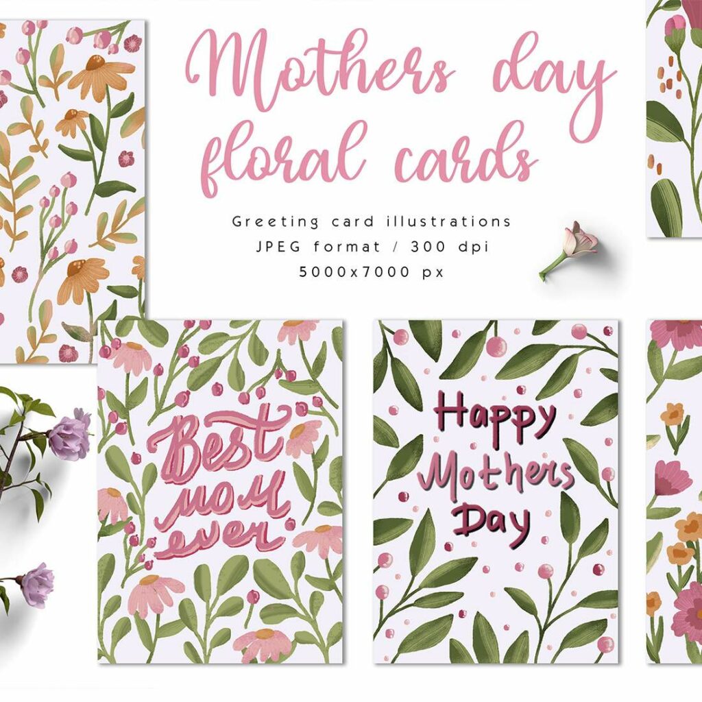 Mothers Day Floral Card Printable - MasterBundles