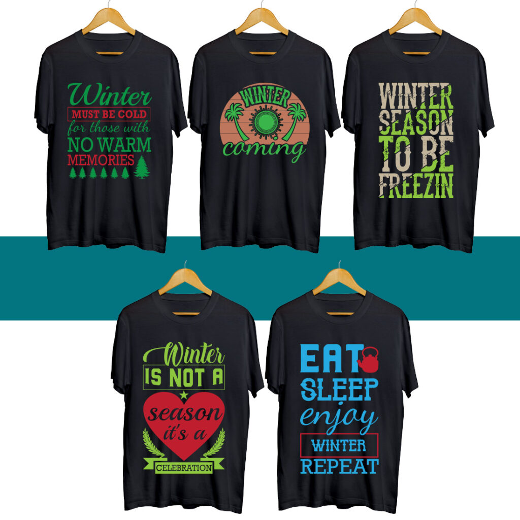 Minimalistic Winter T-Shirt Designs Bundle - MasterBundles