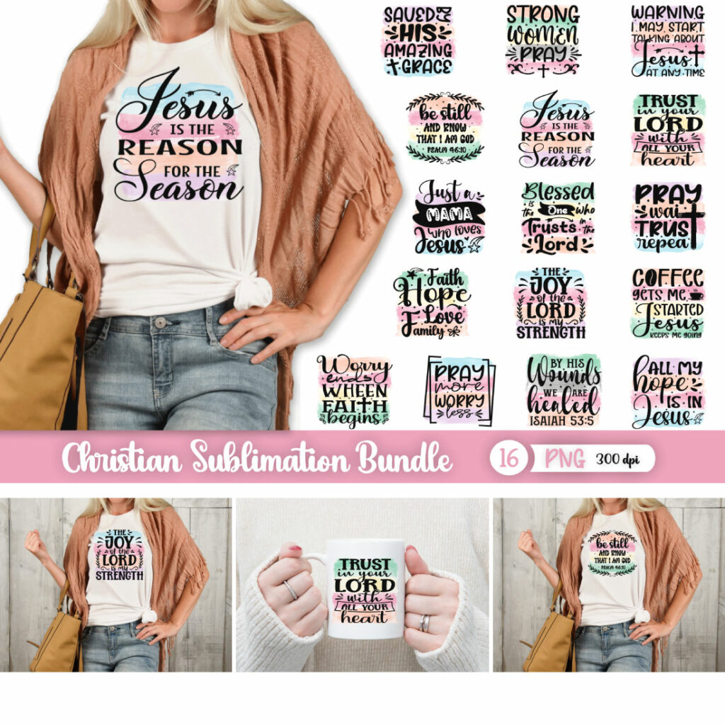 Christian Sublimation Designs PNG Bundle - MasterBundles