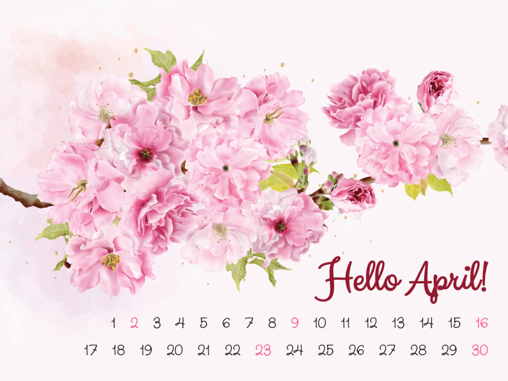 Free Sakura April Calendar – MasterBundles