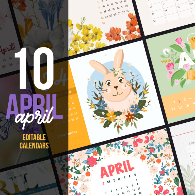 Free Printable Calendar with a Golden-daisy: April 2022 – MasterBundles