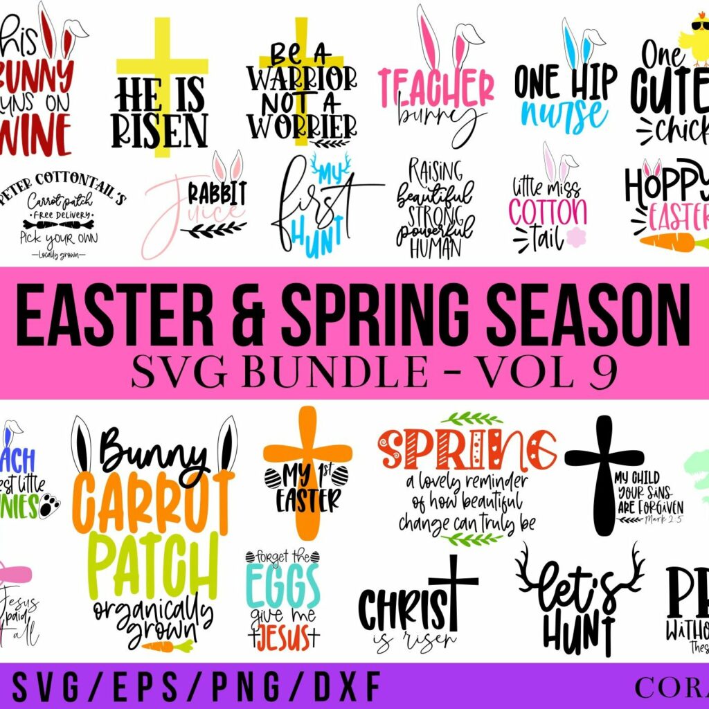 Easter & Spring Season Bundle of 25 SVG DXF PNG JPG Design – MasterBundles