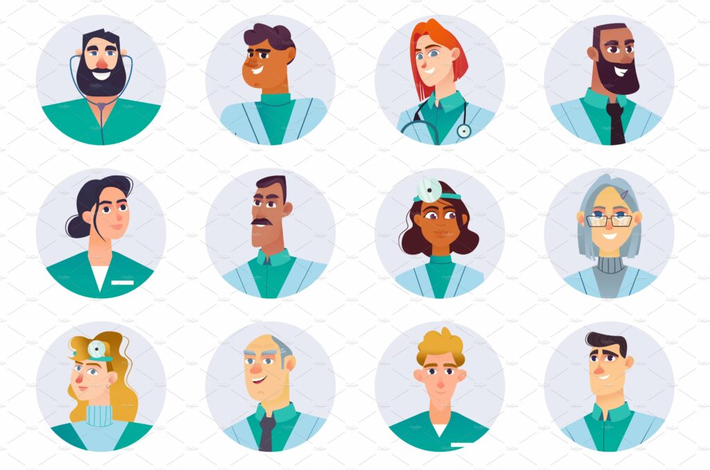 Medical staff characters avatars set – MasterBundles