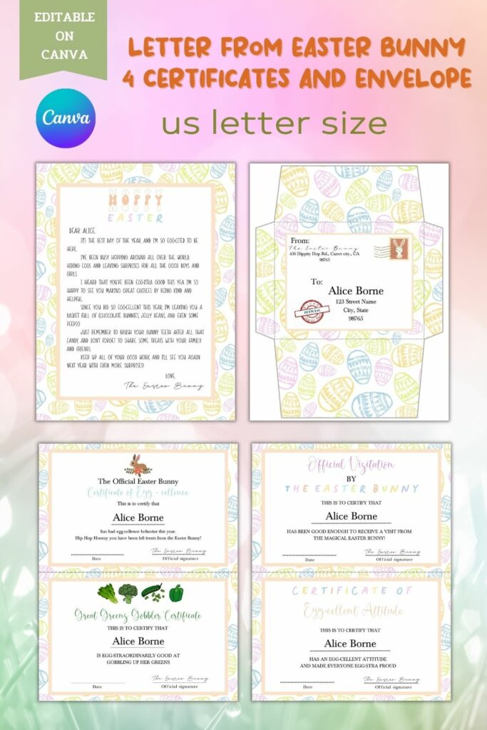 Editable Easter Bunny Letter & Certificates - MasterBundles