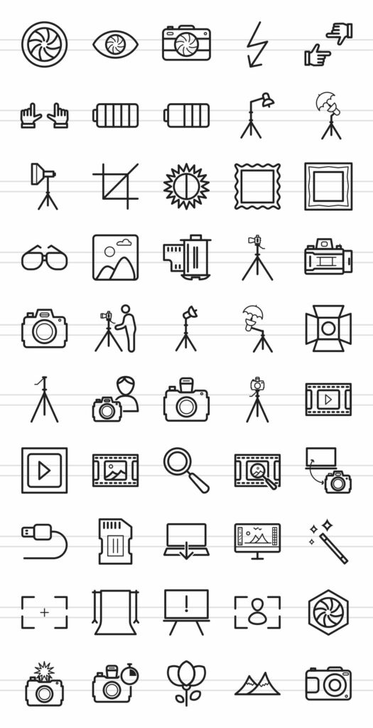 50 Photography Line Icons – MasterBundles