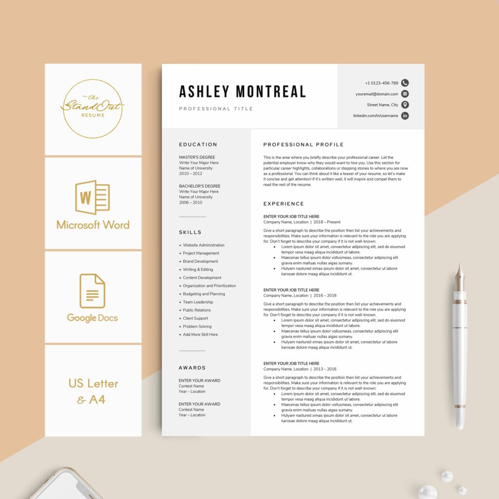 Resume/CV Template - ASHLEY – MasterBundles