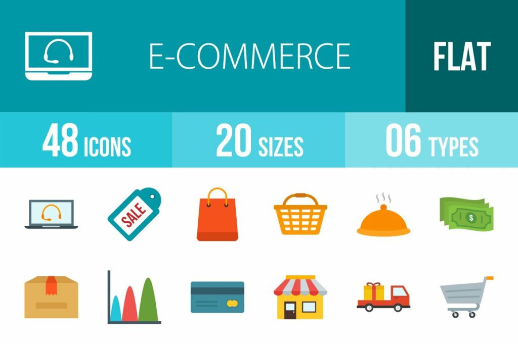 48 Ecommerce Flat Multicolor Icons – MasterBundles