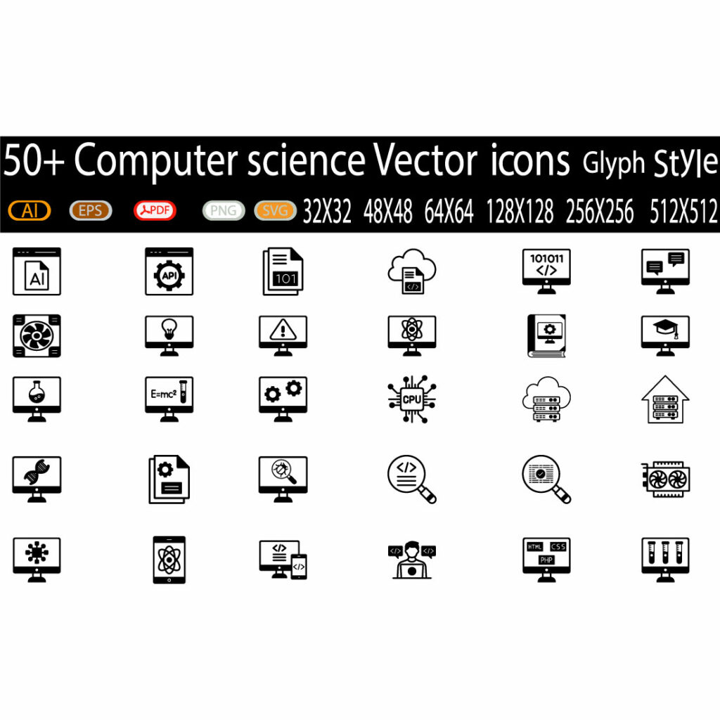 120+Computer Science Icon Pack - MasterBundles