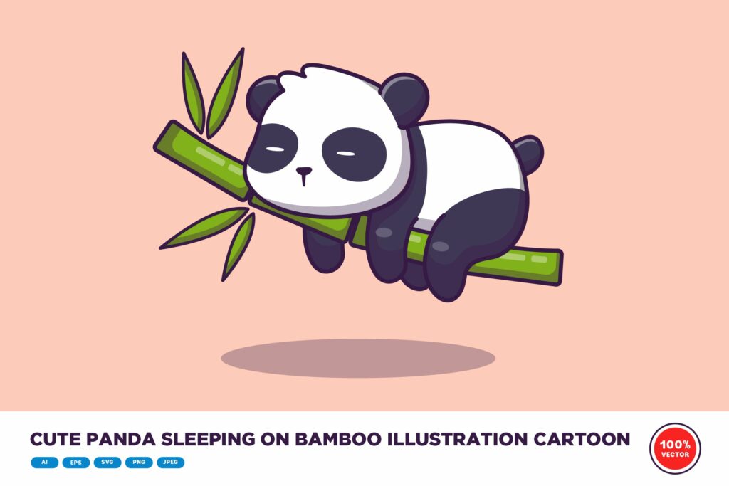 Cute Panda Sleeping On Bamboo – MasterBundles