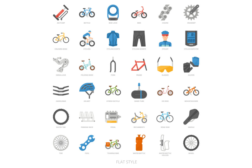 36 Bicycle Icons Set x 4 Styles - MasterBundles