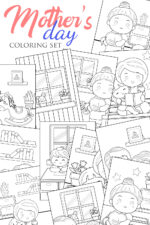 Mother's Day Love Kids Playing At Home with Hug Coloring Set ...