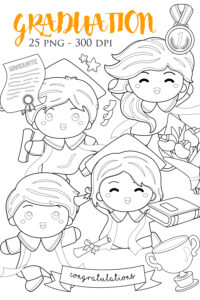 Kids Happy Graduation School Student Graduate Party Digital Stamp ...