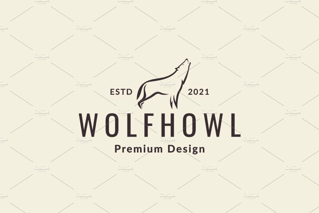 modern shape wolf howl logo symbol – MasterBundles