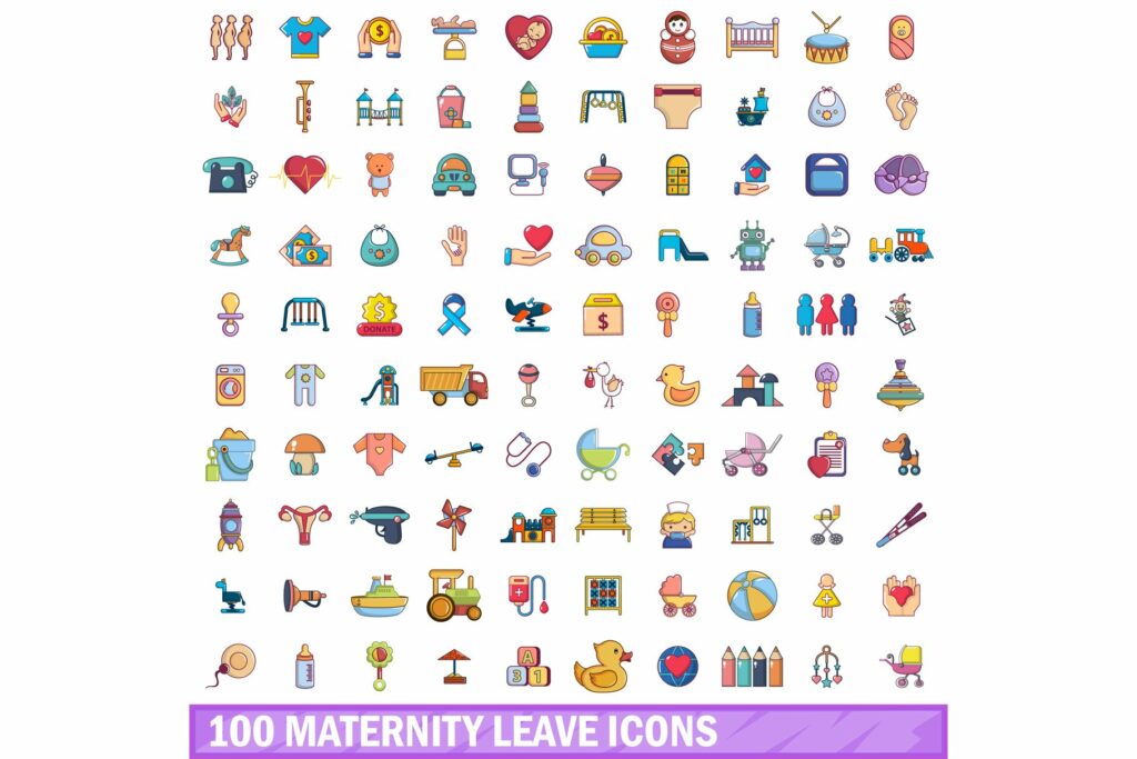 100 maternity leave icons set – MasterBundles
