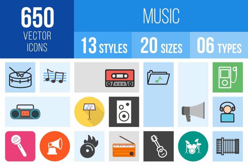 650 Music Icons – MasterBundles