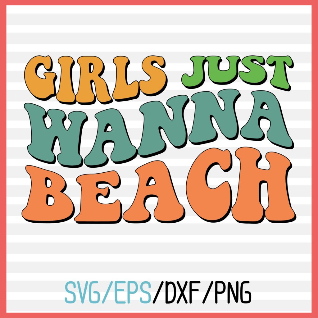 girls just wanna beach retro svg design - MasterBundles