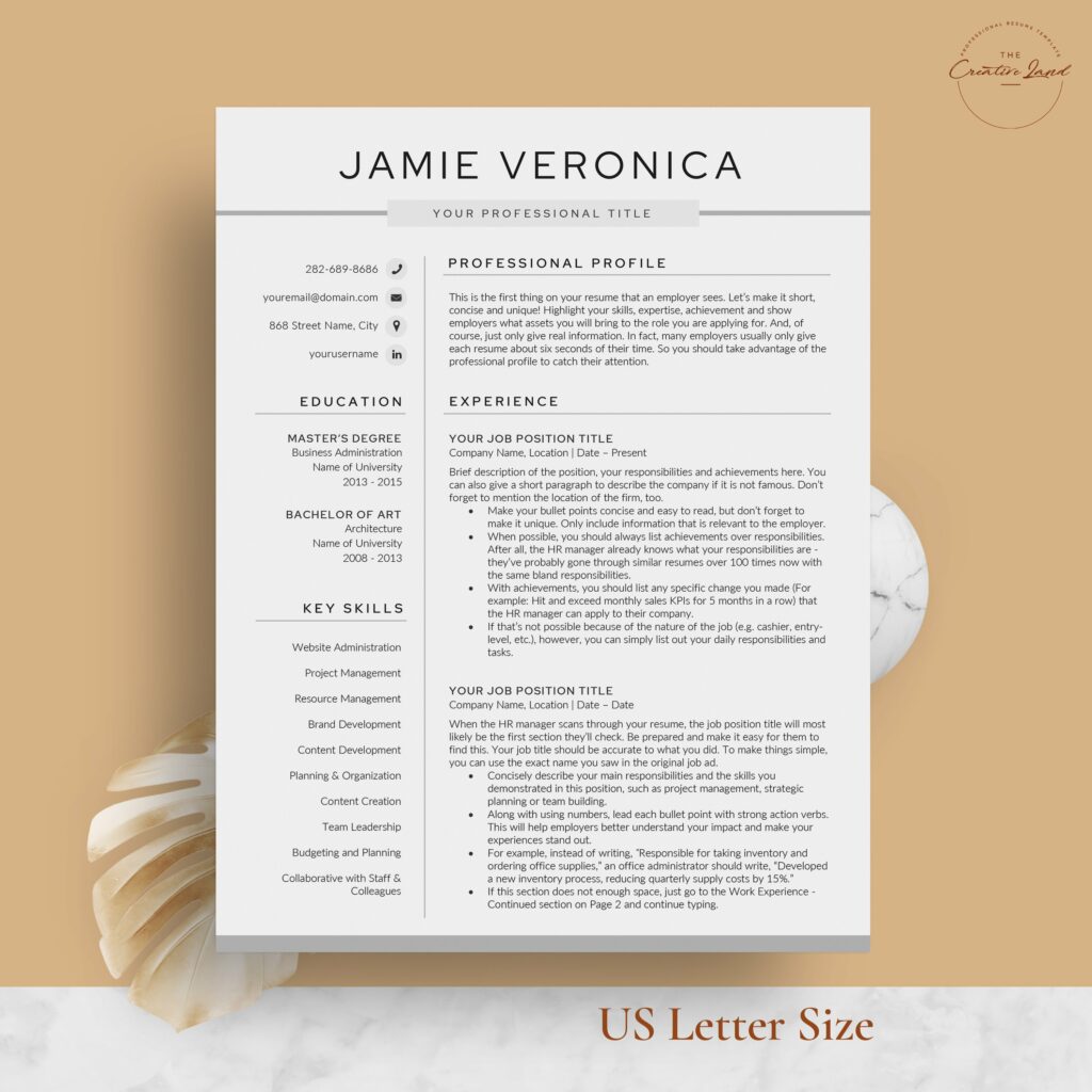 Resume/CV - The Jamie – MasterBundles