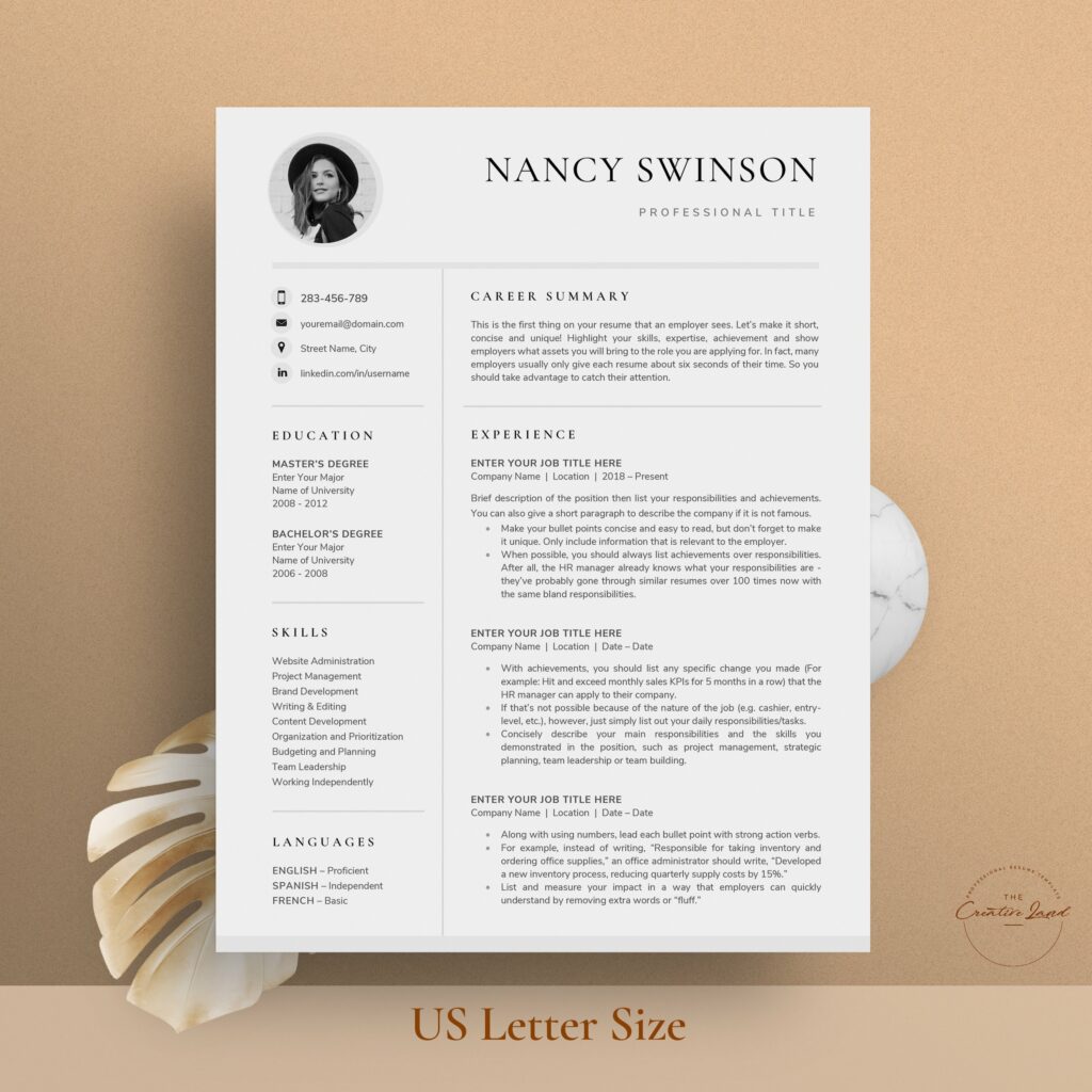 Vet Receptionist Resume/CV - The Nancy – MasterBundles