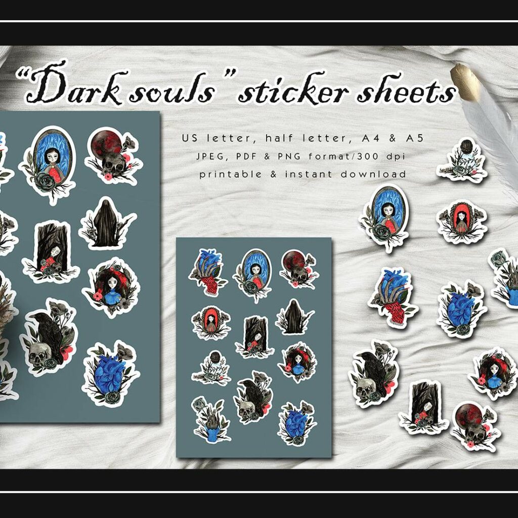 Gothic Illustration Stickers - MasterBundles