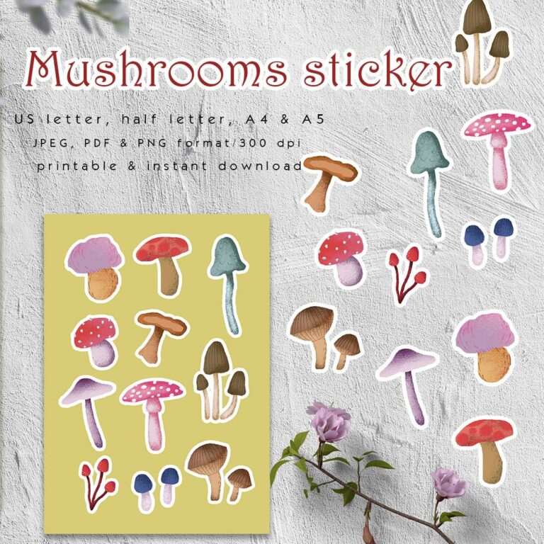 Mushrooms Sticker Pack - MasterBundles