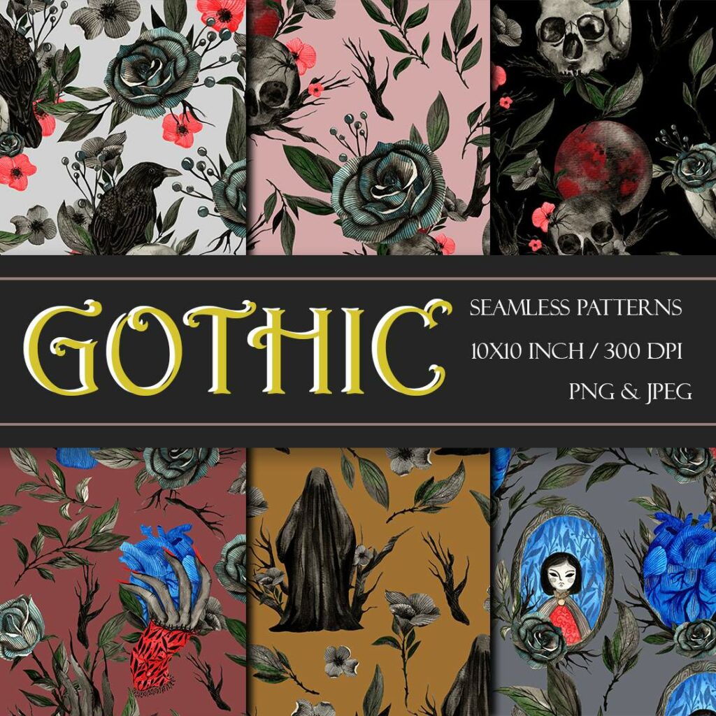 Gothic Seamless Patterns dark Vintage Paper - MasterBundles