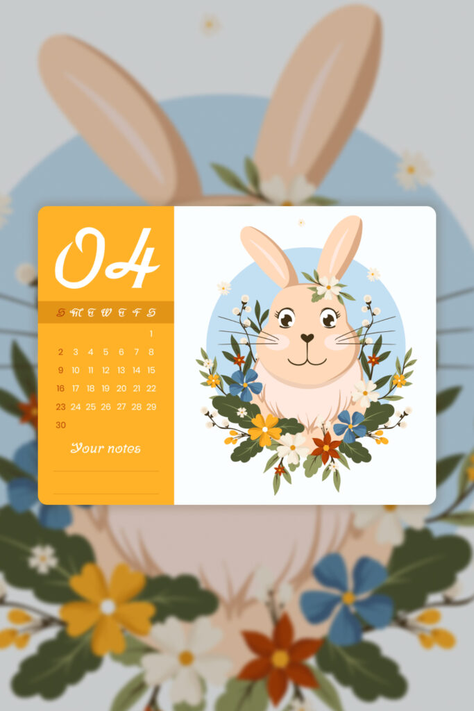 Free April Calendar with Rabbits – MasterBundles