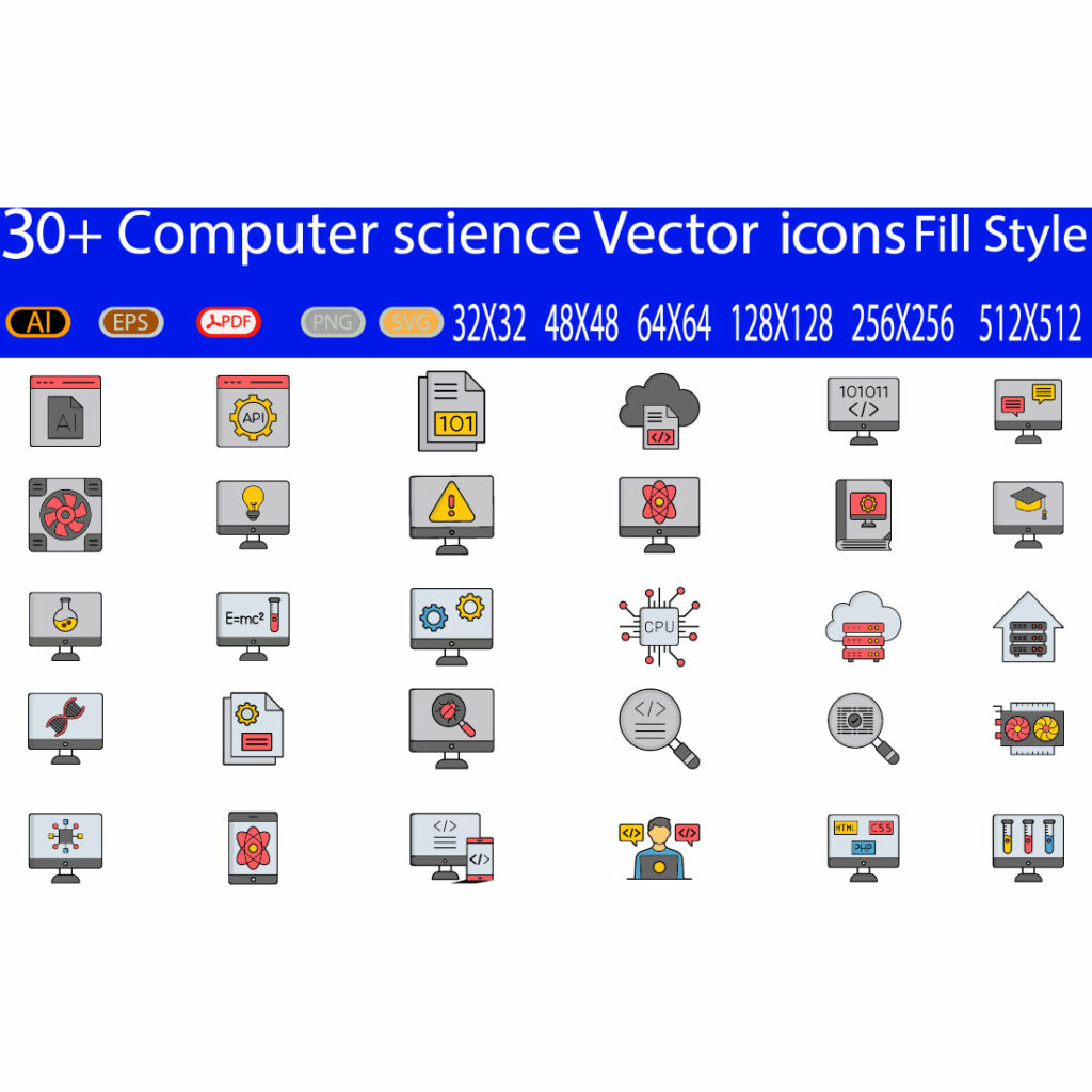 120+Computer Science Icon Pack - MasterBundles