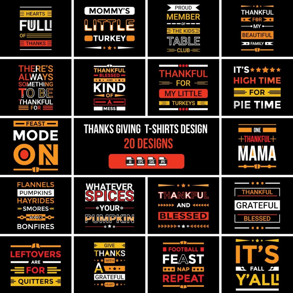 Thanks giving T-Shirts Design 20 Designs - MasterBundles