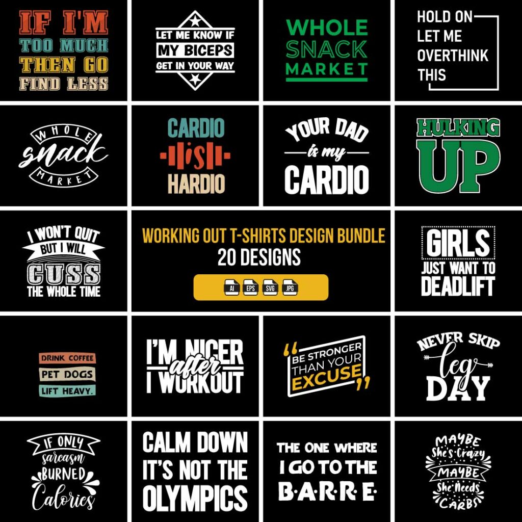 Working out T-shirt Bundle 20 Designs - MasterBundles