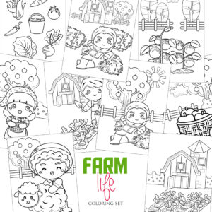 Fun Farm Life Activity with Kids Farmer Family and Animals Coloring ...
