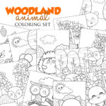 Woodland Forest Nature Animals Owl Bear Fox Deer Porcupine Coloring ...