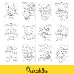 Kids Making Outdoor Barbeque BBQ Food Party Activity Coloring Set ...