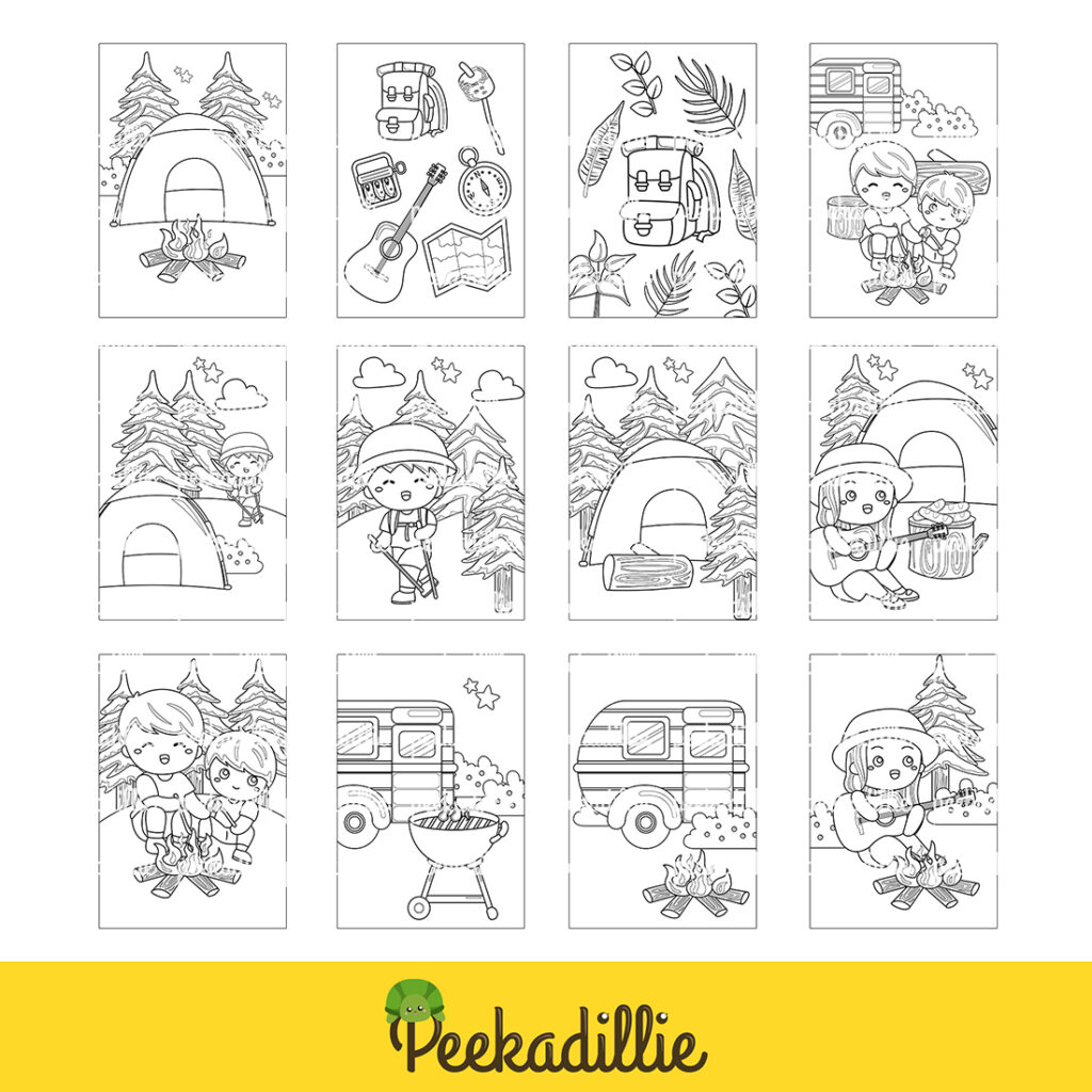 Fun Holiday Lets Go Camping Outdoor Activity Coloring Pages for Kids ...
