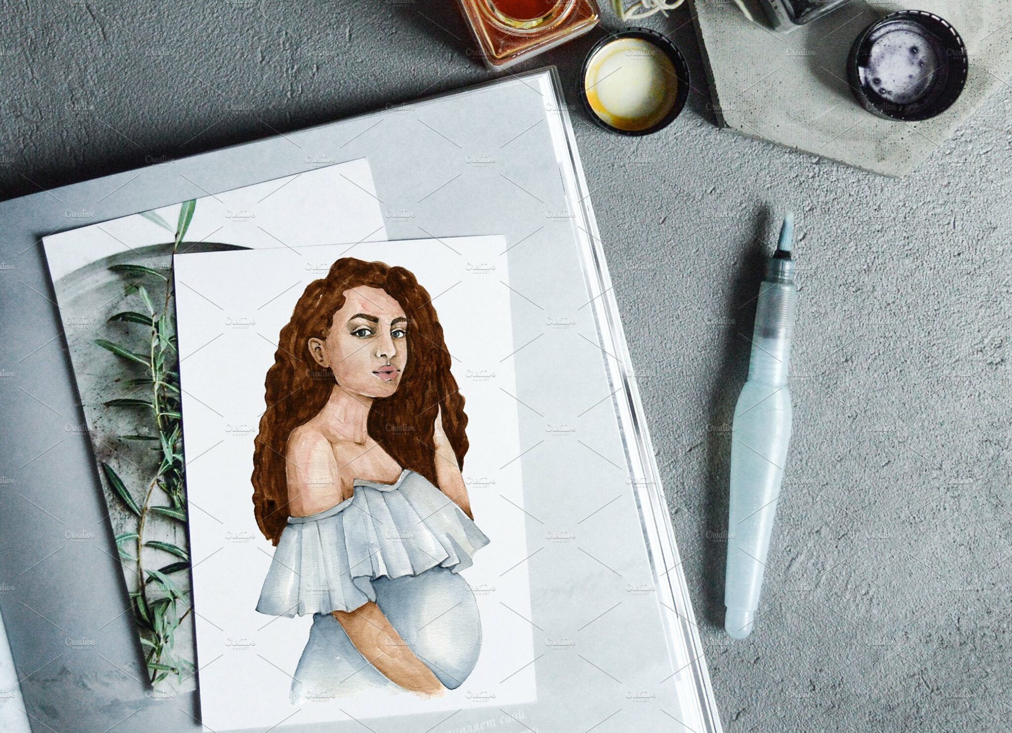 Watercolor Pregnant Motherhood Art – MasterBundles