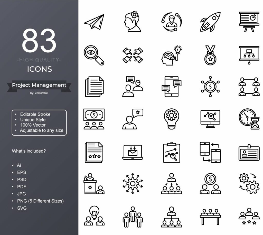 Project Management Line Icons – MasterBundles