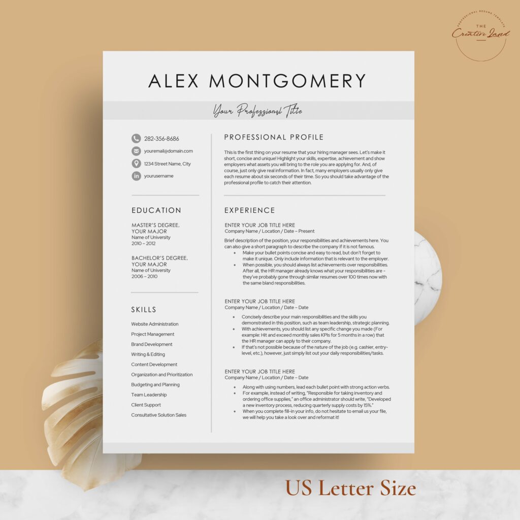 Сook Resume/CV - The Alex – MasterBundles