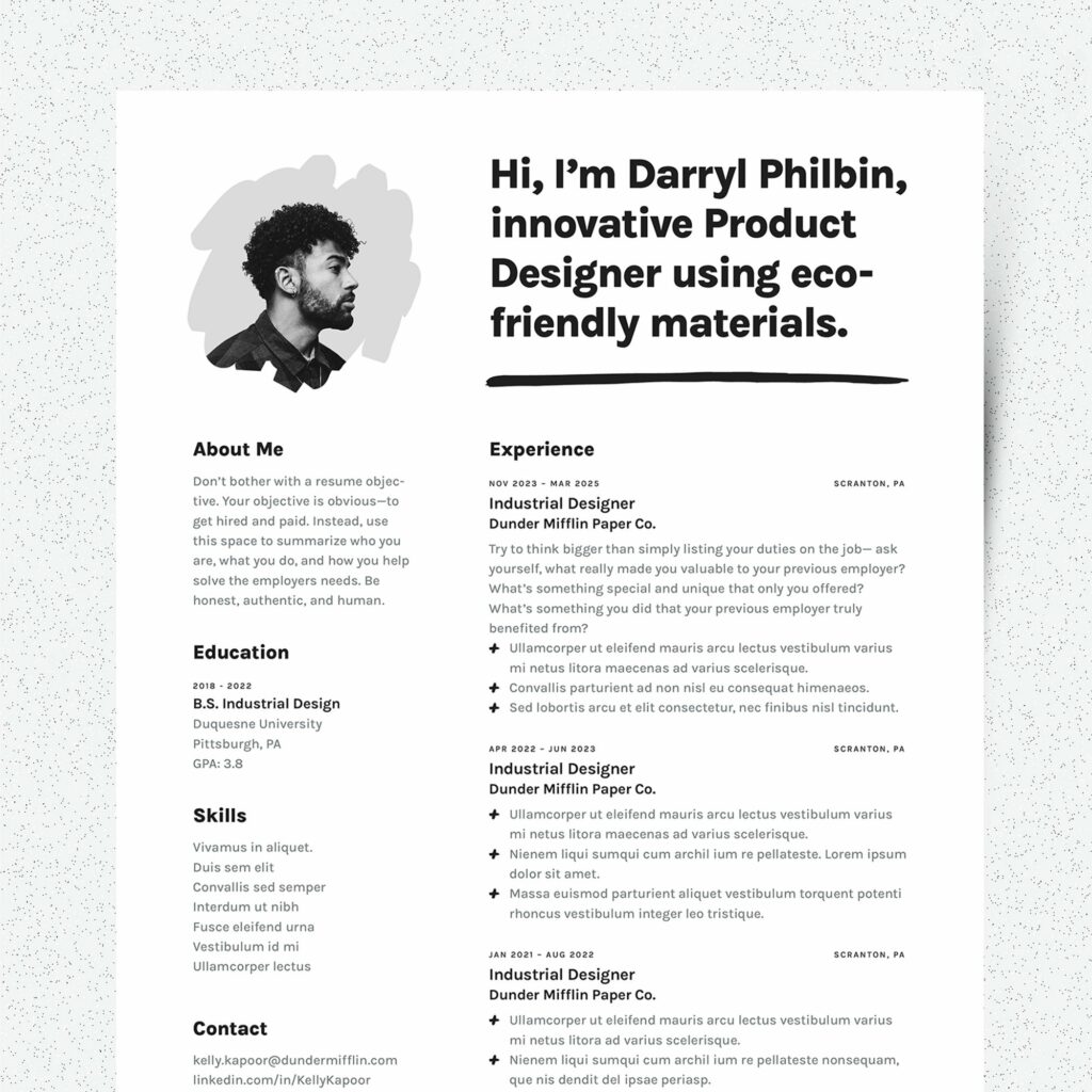 Resume with Picture CV Template – MasterBundles