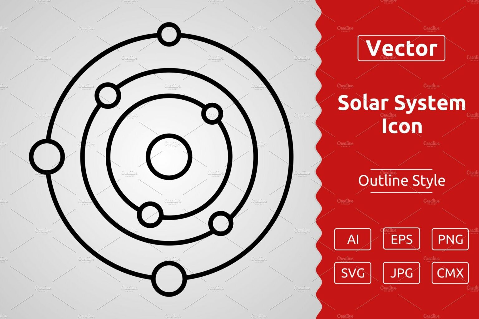 Vector Solar System Outline Icon – MasterBundles