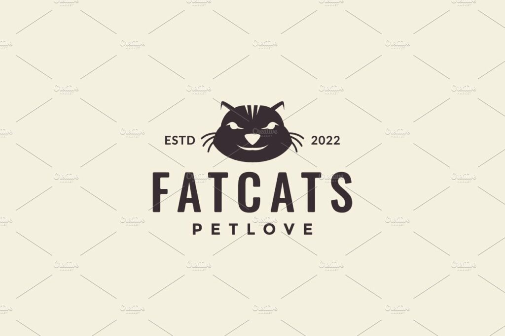 hipster head fat cat logo design – MasterBundles