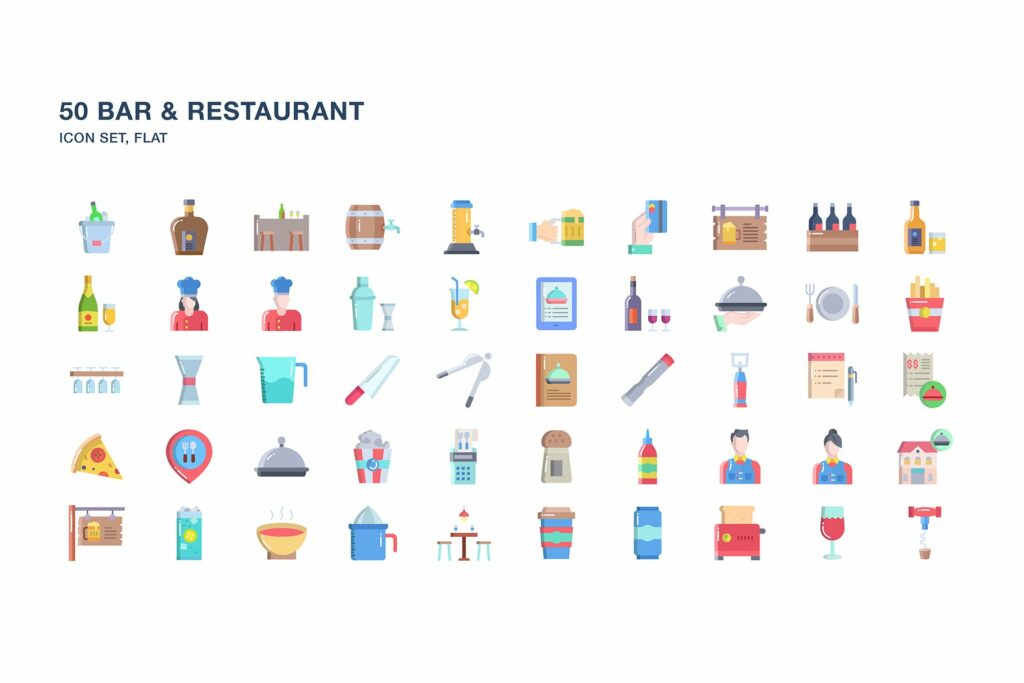 Bar and restaurant icon set – MasterBundles