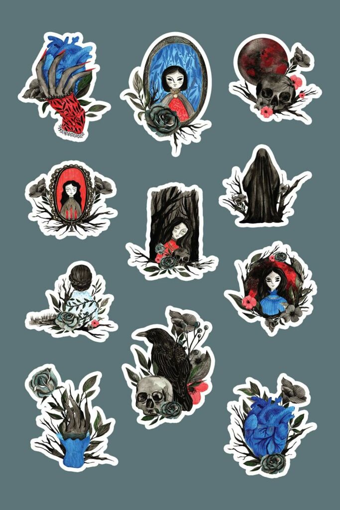 Gothic Illustration Stickers - MasterBundles