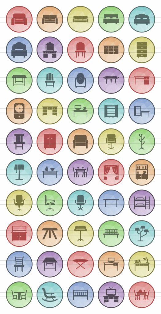 50 Furniture Low Poly Icons – MasterBundles